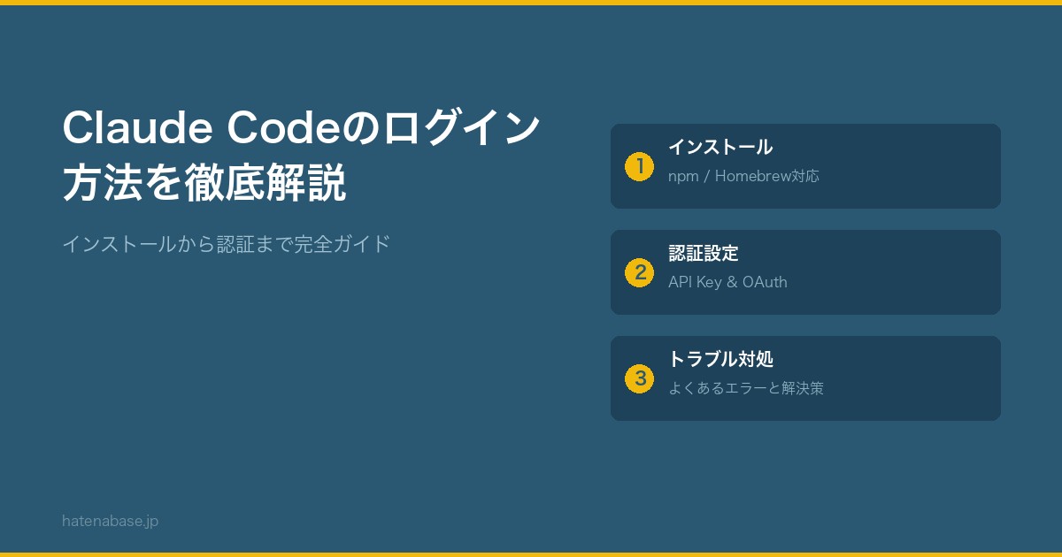Claude Codeのログイン方法を徹底解説｜インストールから認証まで完全ガイド ‣ はてなベース株式会社